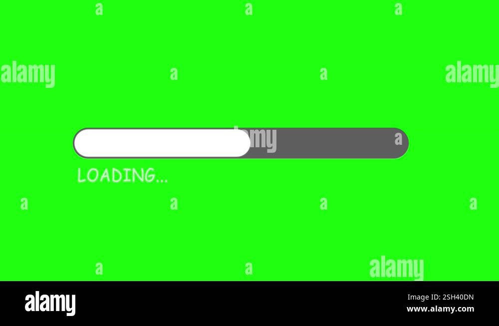 Simple loading bar on green screen background. Loading bar downloading ...