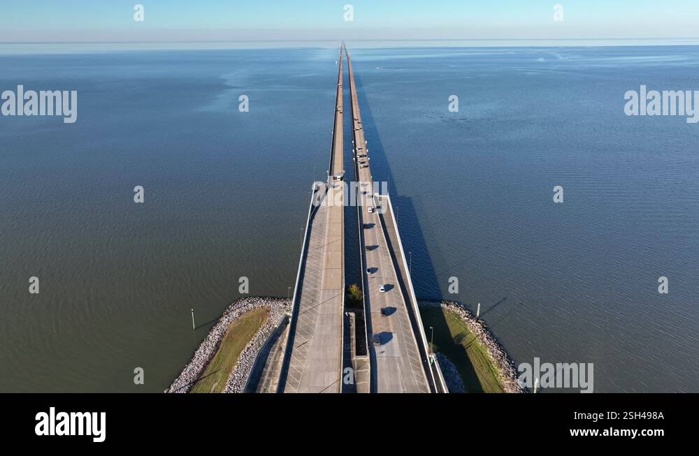 Lake Pontchartrain Causeway bridge. Aerial view of longest continuous ...