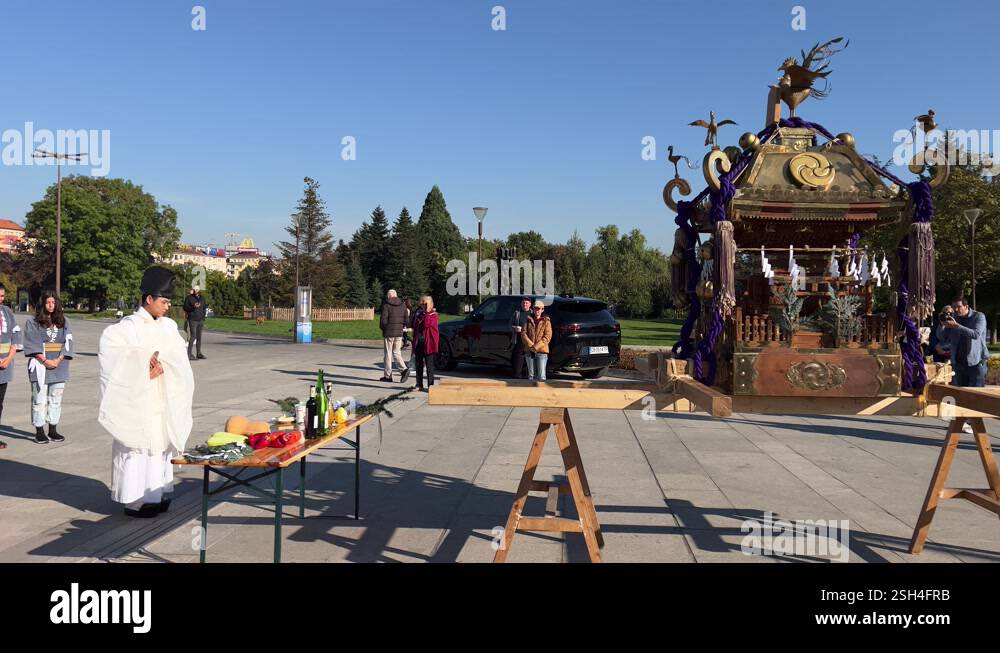 Mikoshi Purification and Prayer Ceremony before carrying portable ...