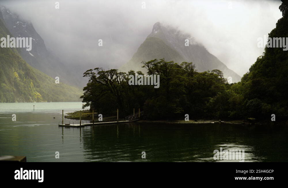 Mist And Clouds Around Mitre Peak In Milford Sound, Fiordland, New ...