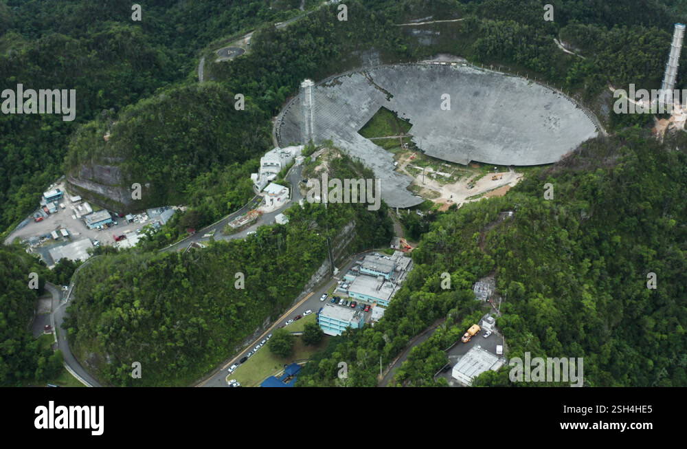 Deconstruction of parabolic antenna dish at Arecibo Observatory slows ...