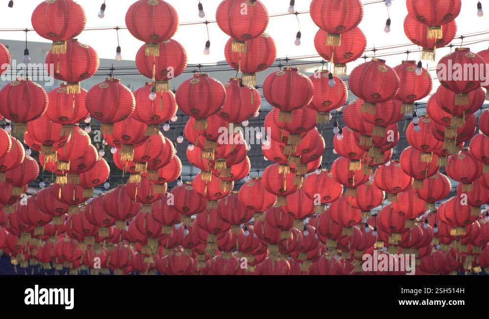 Traditional red lanterns hanging celebrating Chinese new year Stock ...