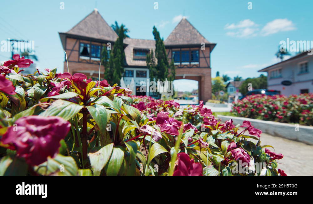 Town of Pomerode in Brazil. Main gate of Brazilian town of Pomerode ...
