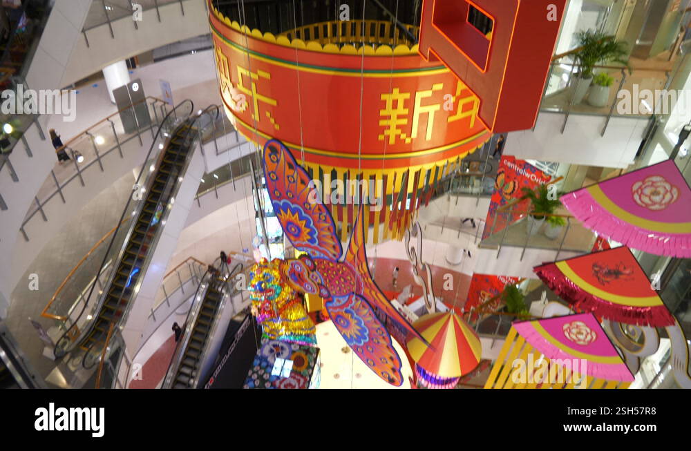 bangkok city downtown mall main hall down to top panorama 4k thailand Stock Video Footage - Alamy