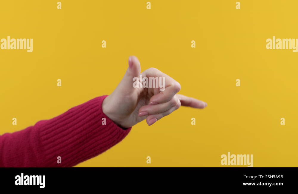 Woman hands showing classic shaka Hawaii surfers greeting, love symbol ...