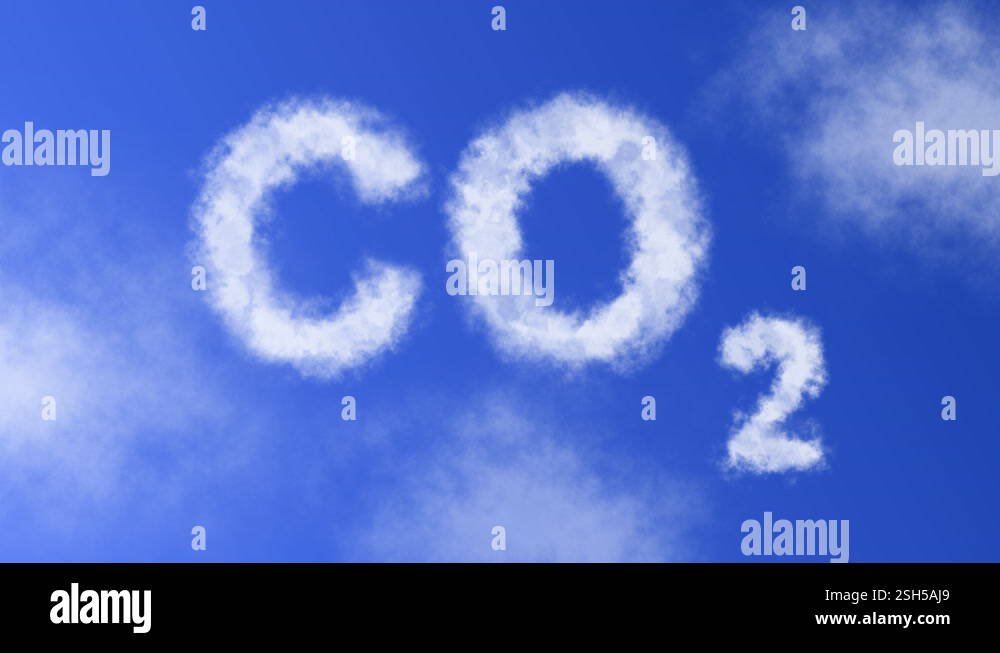 CO2 or Carbon Dioxide Molecule Symbol Animation on Cloud Blue Sky Stock ...