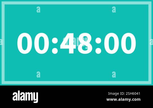 1 minute countdown timer with white number on teal background suitable ...