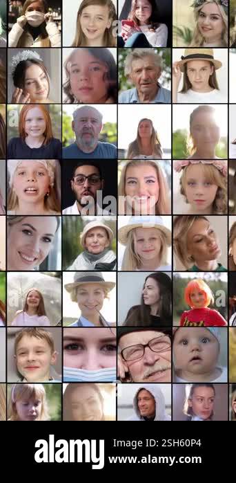 Video collage of diverse facial expressions and unique personalities of ...