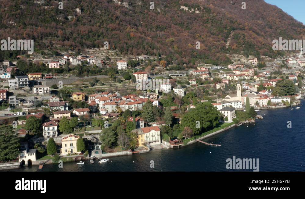 The Italian villages of Laglio and Torriggia on Lake Como from the sky ...