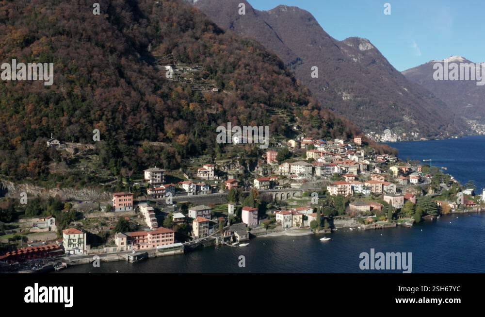 The Italian villages of Laglio and Torriggia on Lake Como. 4k, dlog ...