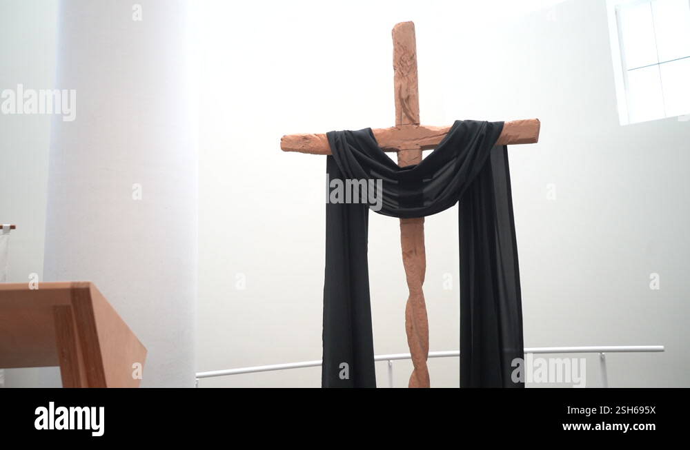 Christian church pulpit with cross inside the sanctuary Stock Video ...