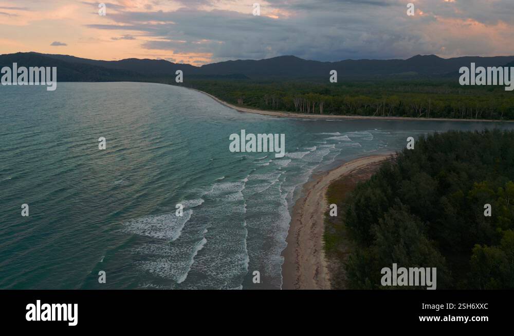 Tropical Daintree Rainforest beach sunset at Cape Tribulation Australia ...