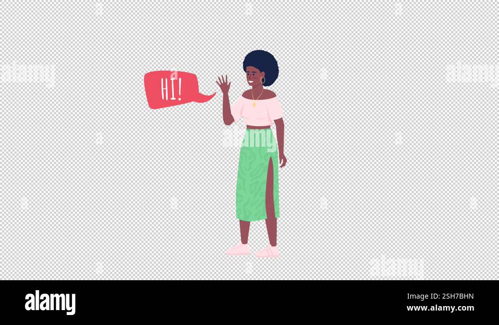 Animated female character waving Stock Video Footage - Alamy