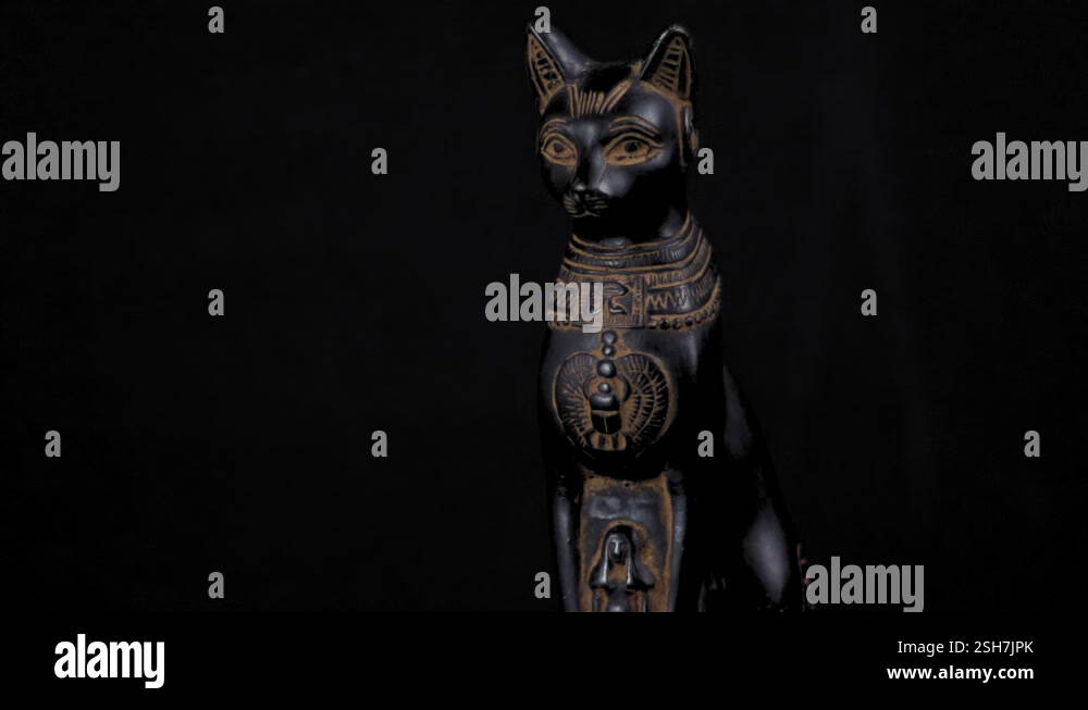 Dolly of a small replica Egyptian Statue of Bastet - Medium Left to Right Stock Video Footage ...