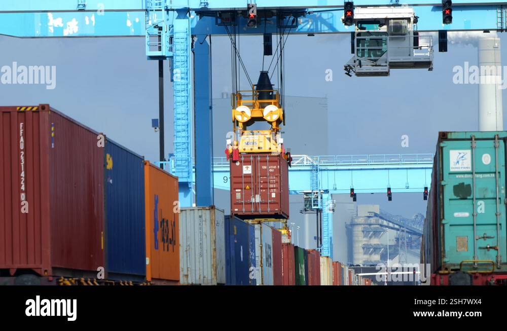 Shipping container lifted by crane Stock Videos & Footage - HD and 4K ...