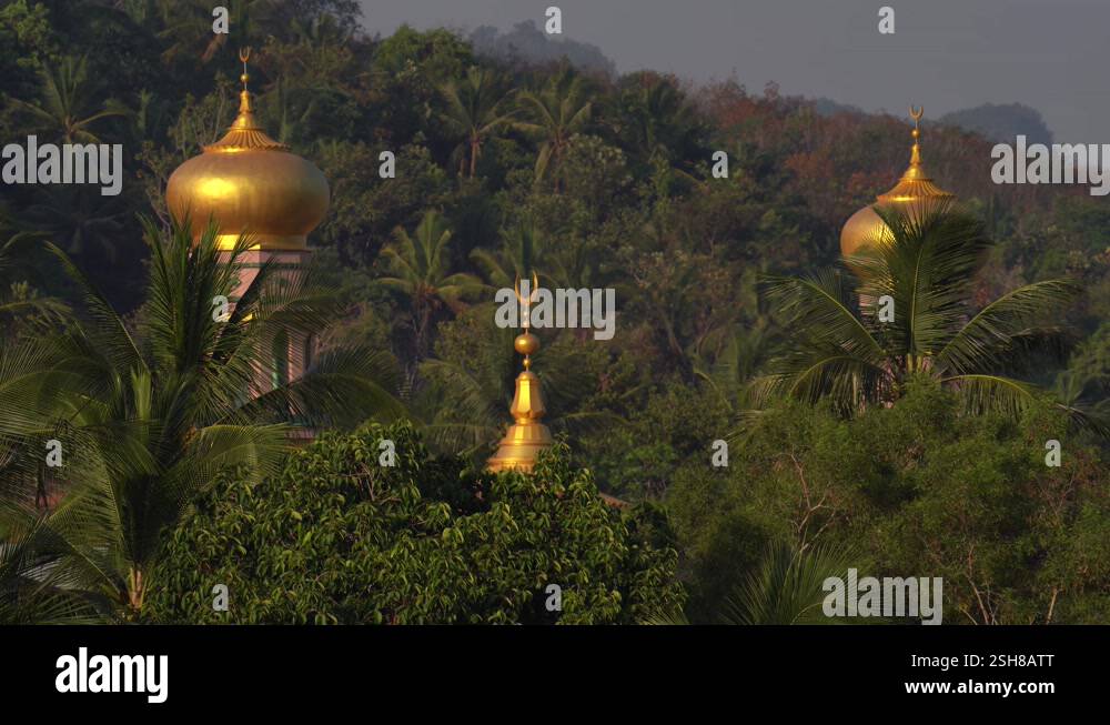 Mosque Minaret and Islamic Spire Amidst Jungle Tropical Forest - Static ...