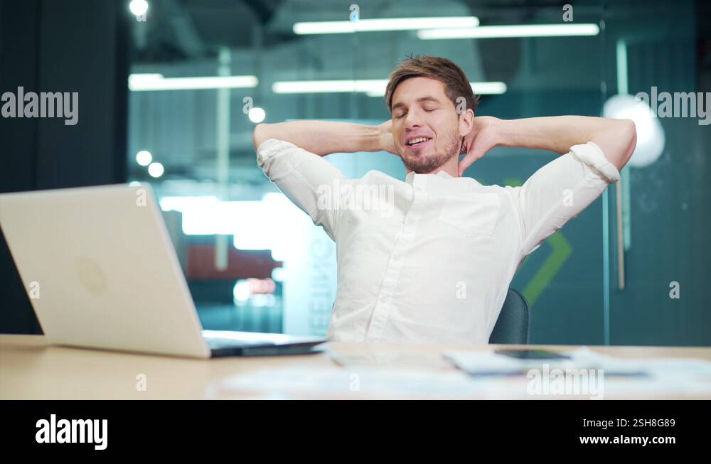 Employee stretching taking break desk Stock Videos & Footage - HD and ...