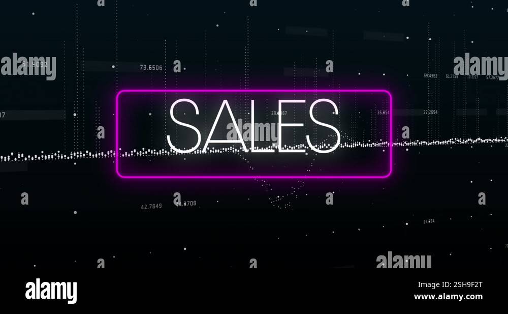 Animation of sales text in rectangle and graphs with increasing numbers ...