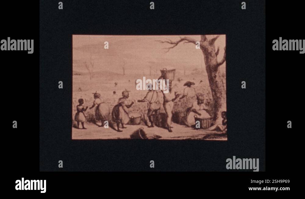 1960s: Drawings of slaves working. Storyboard images, host pointing and ...