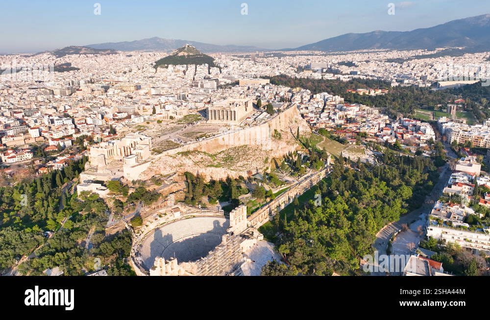 Drone footage of the Acropolis of Athens, Greece Stock Video Footage - Alamy