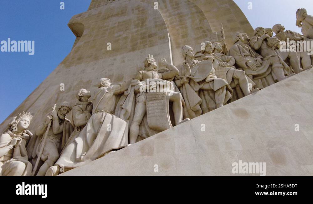 Figures Of Statue Padrao Dos Descobrimentos In Lisbon, Portugal - low ...