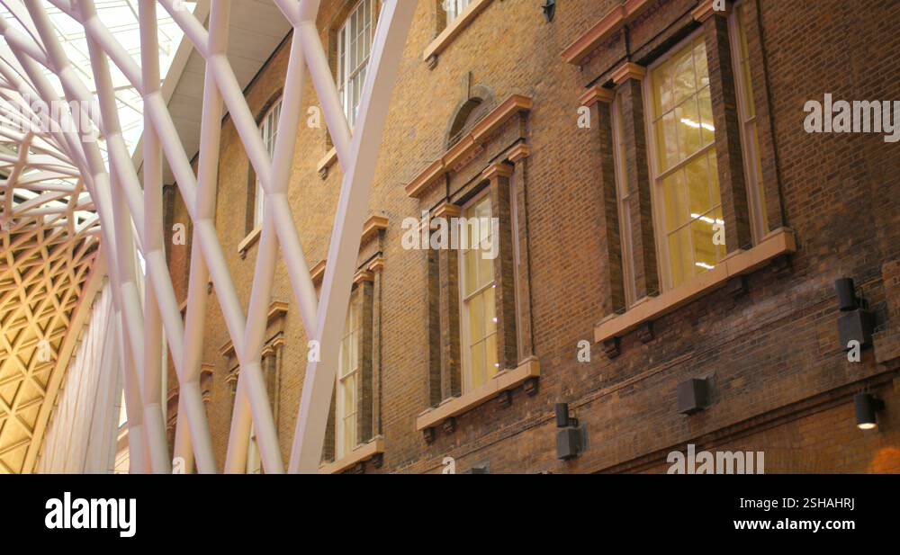 Steel Grid Structure Of The Roof Inside King's Cross Train Station In ...
