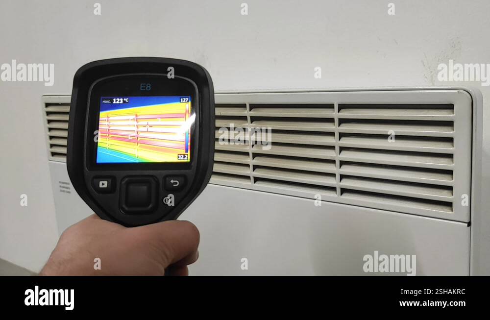 Thermal imager. Checking heat loss. Industrial equipment. Temperature ...