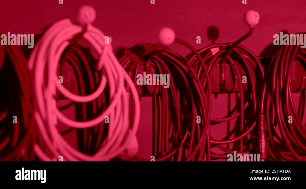 Twisted wires on stage hangers. Equipment order Stock Video Footage - Alamy