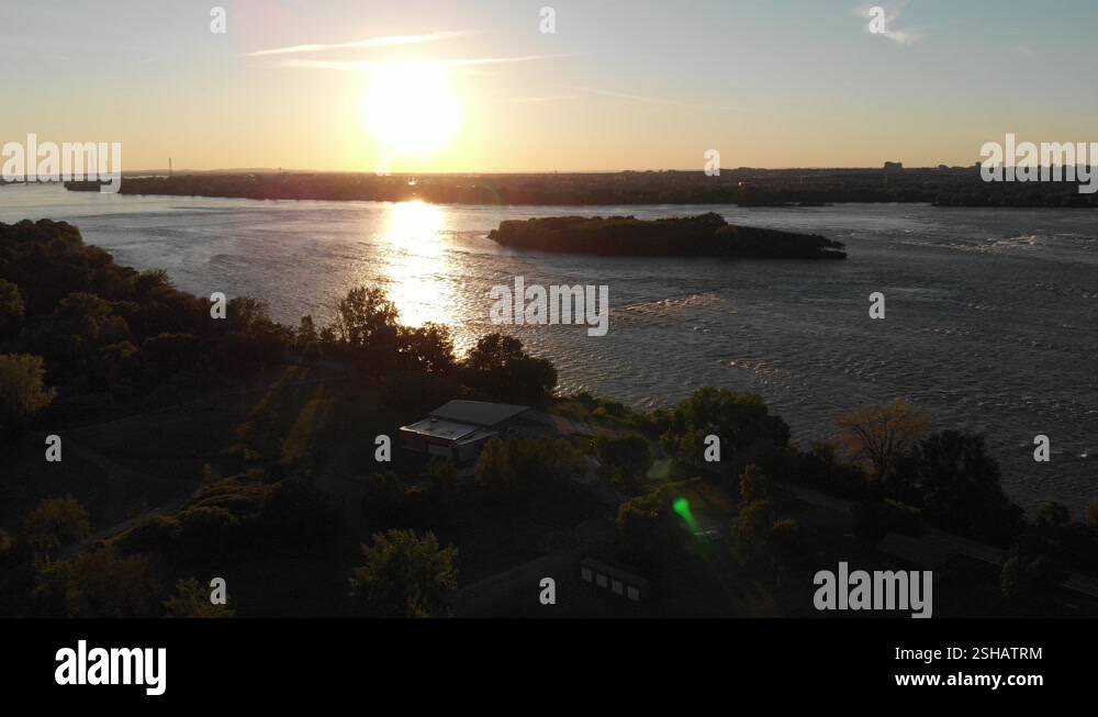 sunset over the St. Lawrence river Lacine Canal Stock Video Footage - Alamy
