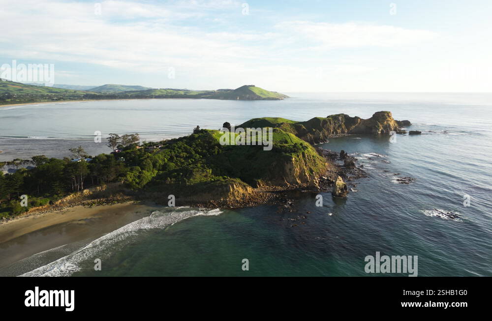 Huriawa Peninsula Near Dunedin Otago South Island New Zealand - aerial ...