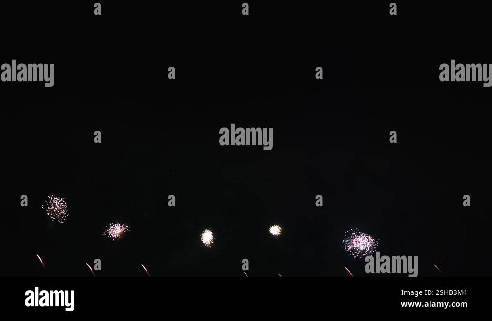 Colorful fireworks festival. Beautiful sparkling fireworks in slow ...