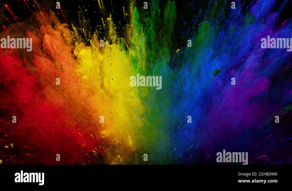 Cg animation of color powder explosion on black background Stock Video ...