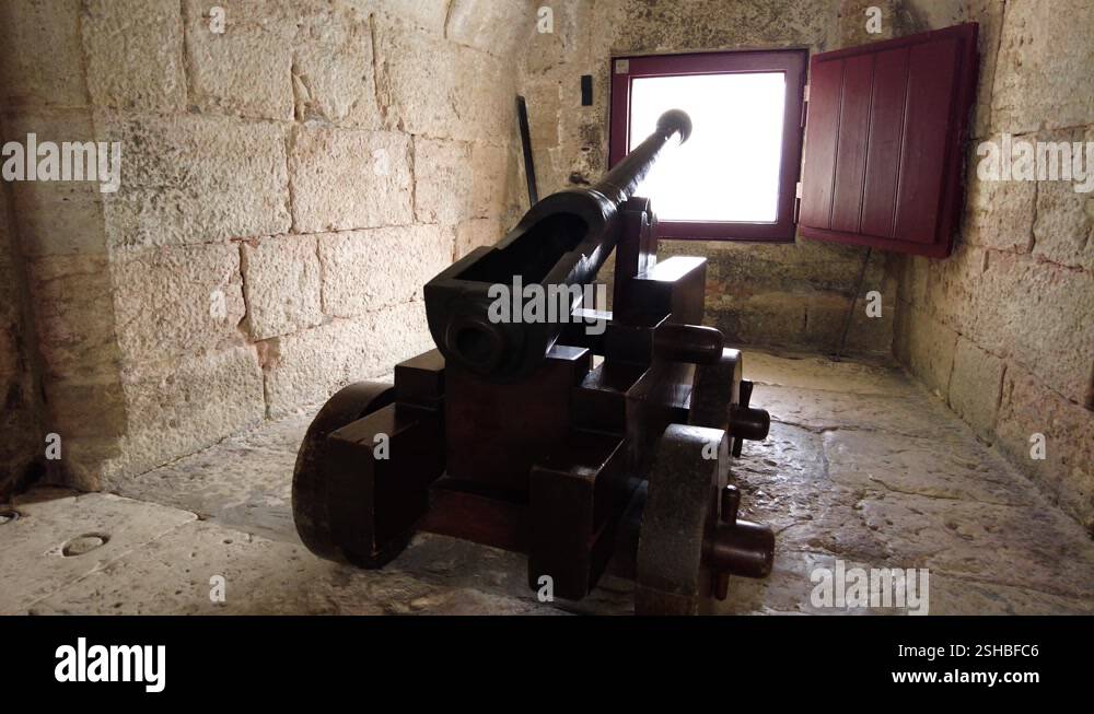 Old Cannon Inside Belem Tower In Lisbon, Portugal - close up Stock ...