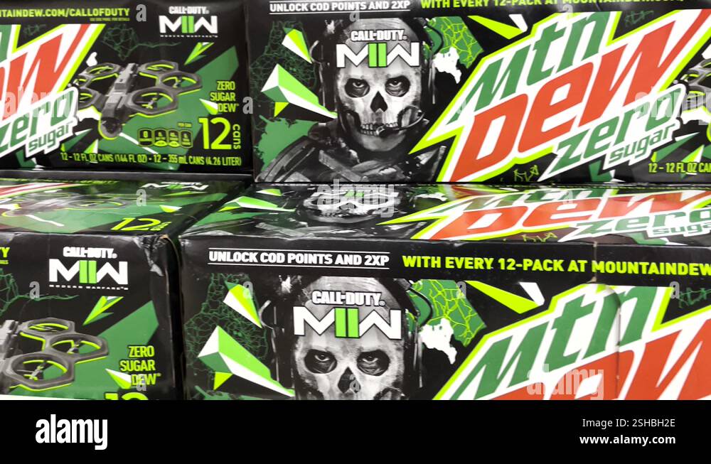 MTN Dew call of duty limited edition 12 pack display in a grocery store ...