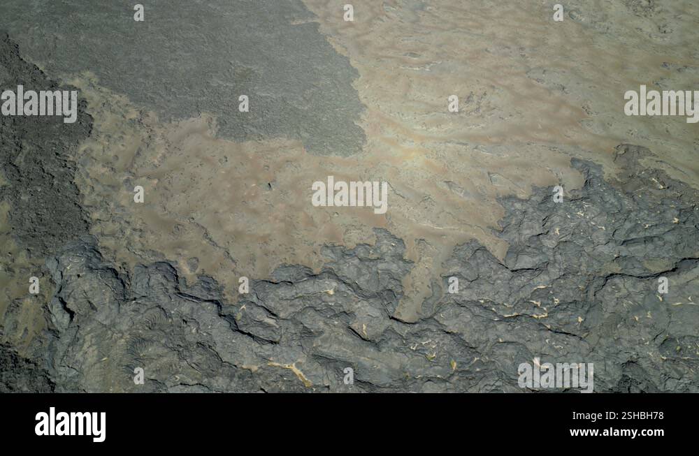 Aerial views of the black volcano (Jabal Qidr) Harrat Khaybar west ...