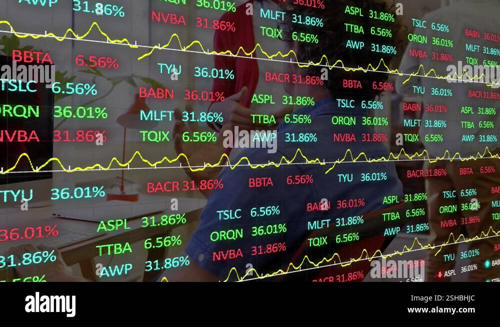 Animation of stock market data processing over male and female ...