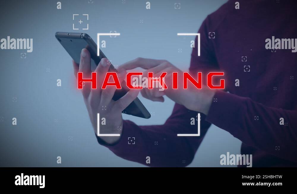 Animation of scope scanning over hacking text against mid section of a man using Stock Video ...