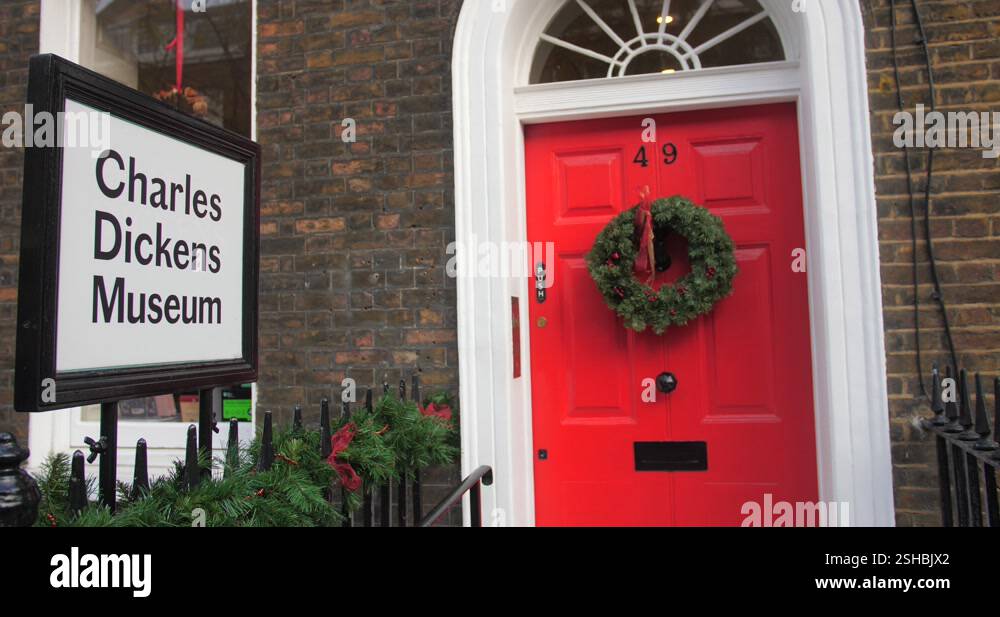The entrance to the Charles Dickens museum in Bloomsbury, London. The ...
