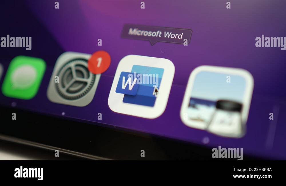 Opening Microsoft Office World App on a Laptop Computer Stock Video ...