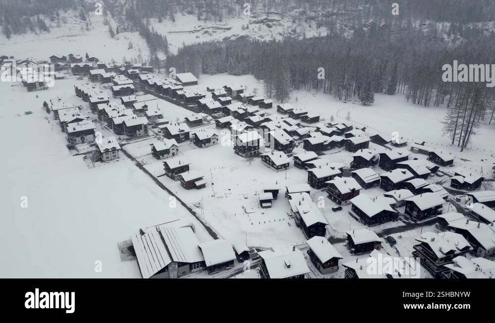 The village of Oberwald in Goms. A small village in the mountains in ...