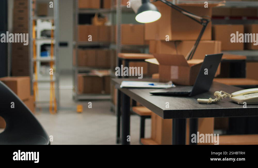 Empty warehouse with office space to work on inventory and logistics ...