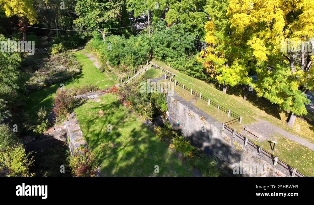 Historic Lock 62 Erie Canal Park in Fall season colors Pittsford, NY ...