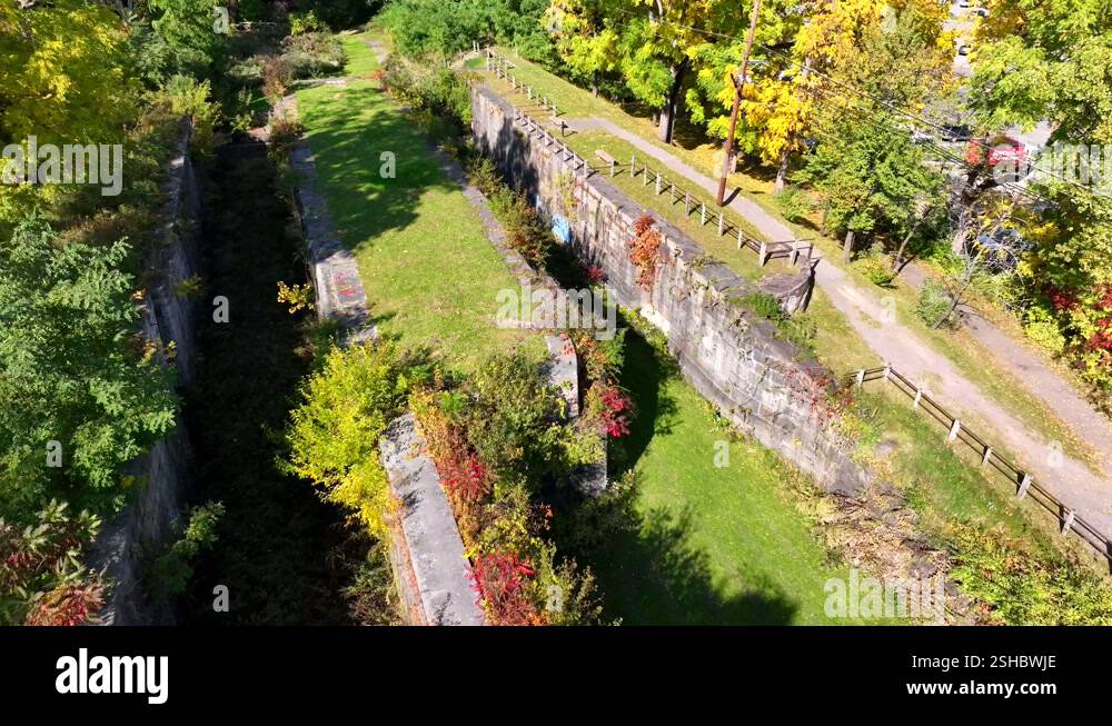 Historic Erie Canal Lock 62 park during Fall Season Stock Video Footage ...