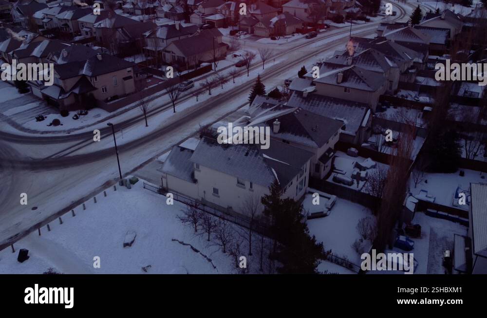 Flying drone in Calgary during a beautiful winter golden hour Stock ...