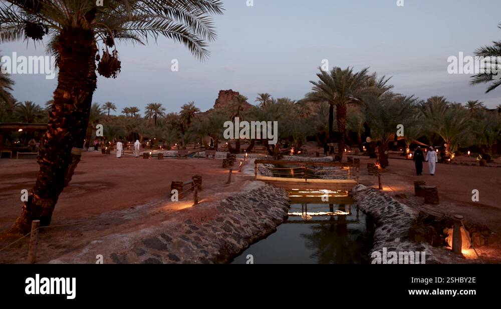 Views across the Khaybar heritage village and oasis in north west Saudi ...