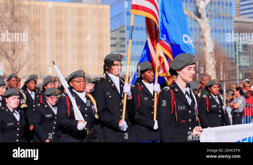 Classen SAS High School marching band parade in the Martin Luther King ...