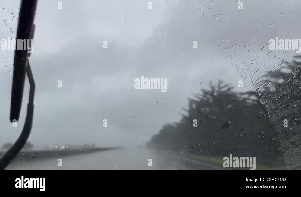 Highway 1 Flash Flooding In Monterey, California. POV Driving Up The ...