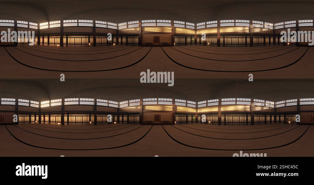 Traditional Japanese Karate Dojo. Empty, Climatic 3D Scene, Animated ...