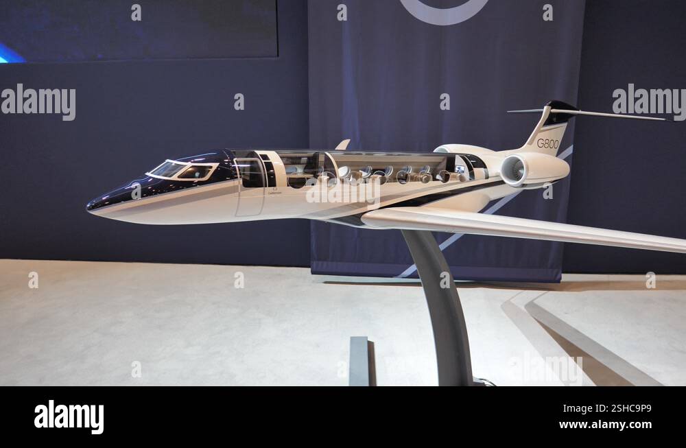 Scale aircraft model of the Gulfstream G800 private jet aircraft at ...