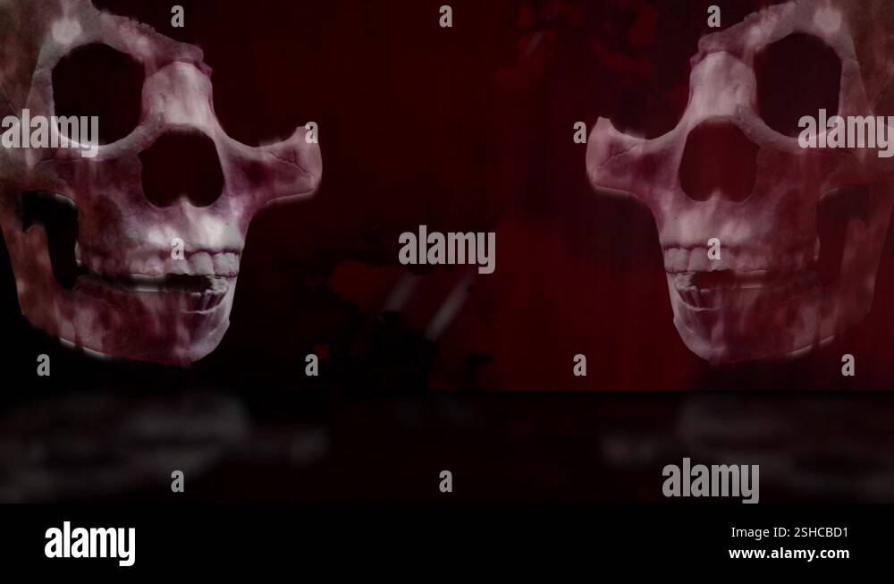 horror laughing Red skull abstract motion effects background red smoke ...